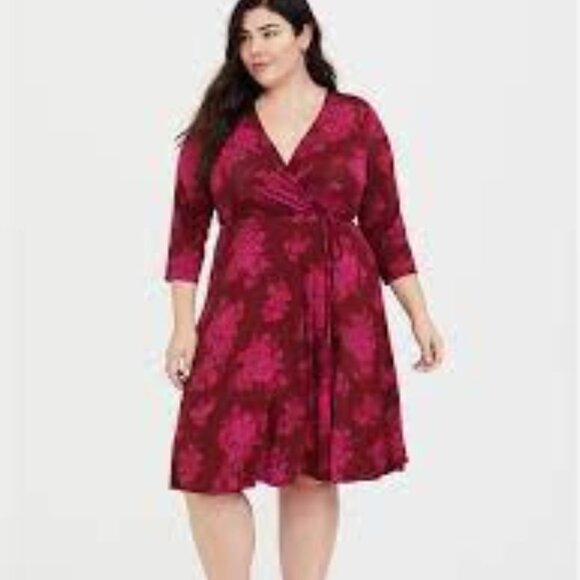 torrid | Dresses | Torrid Red Floral Jersey Wrap Dress | Poshmark